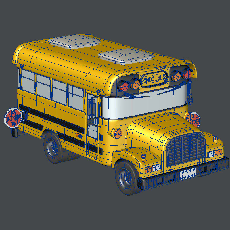 cartoon school bus 3d model