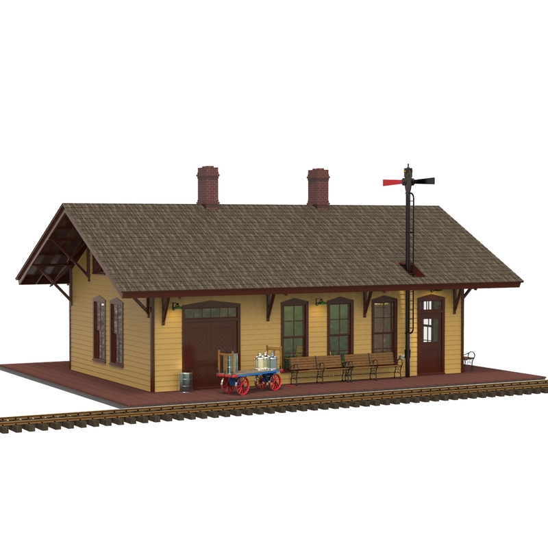 railroad station depot 3d model