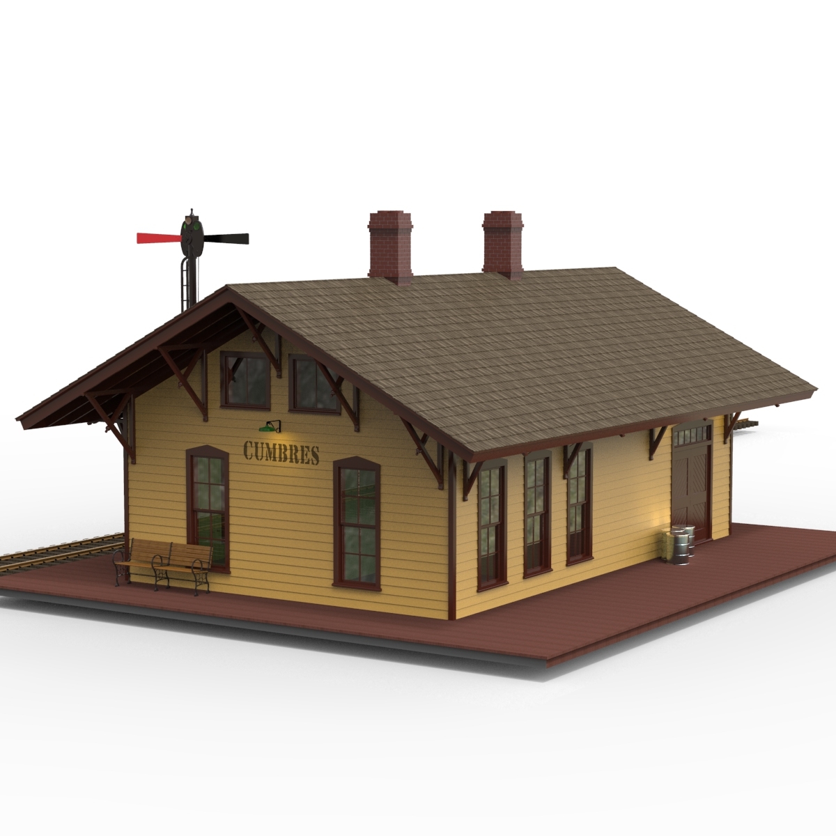 railroad station depot 3d model