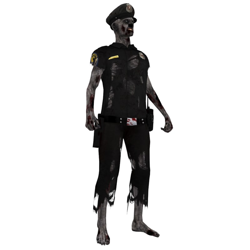 rigged zombie police 3d max