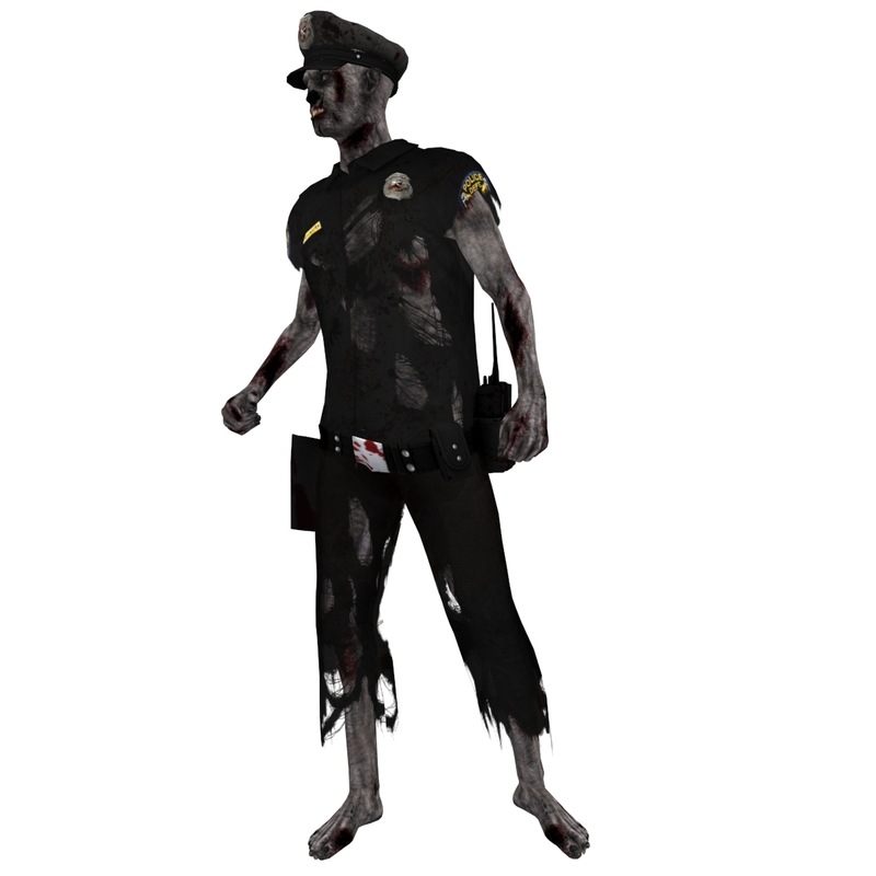 rigged zombie police 3d max