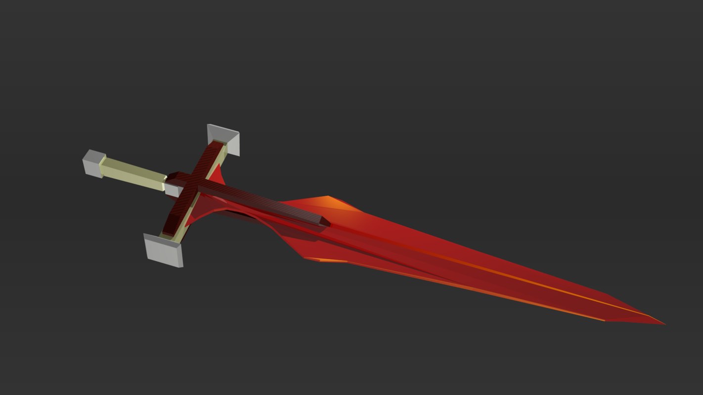 3d sword red blade model