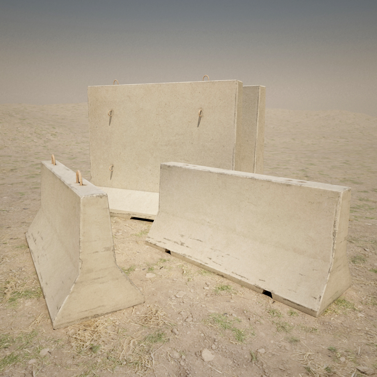 3d model concrete barricades