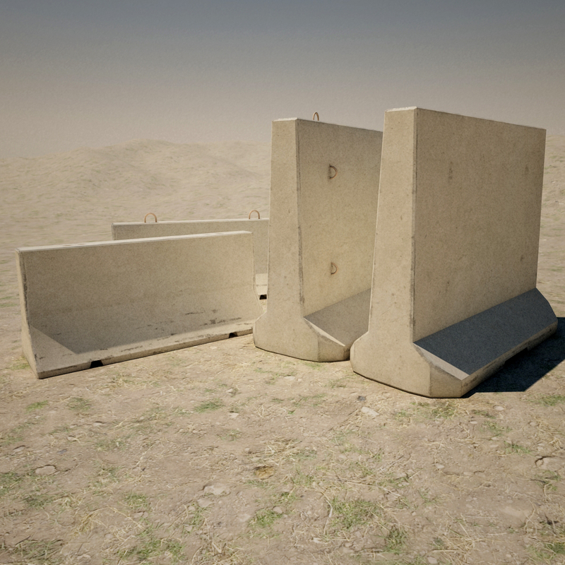 3d model concrete barricades