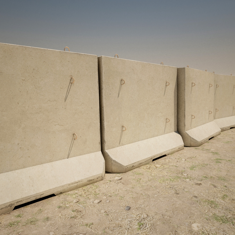 3d model concrete barricades
