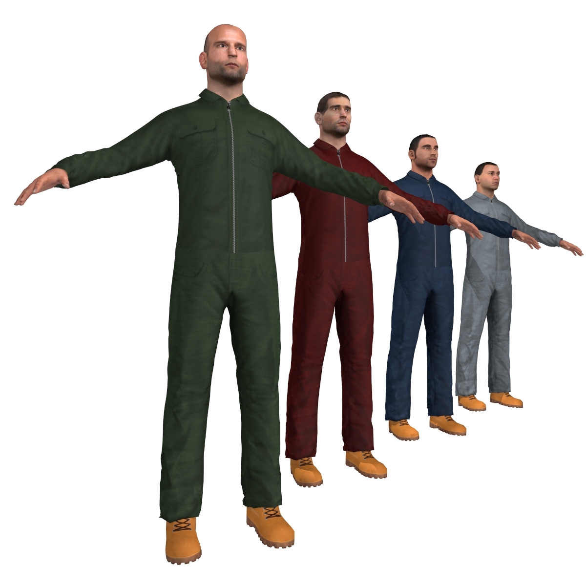 3d pack rigged worker biped man