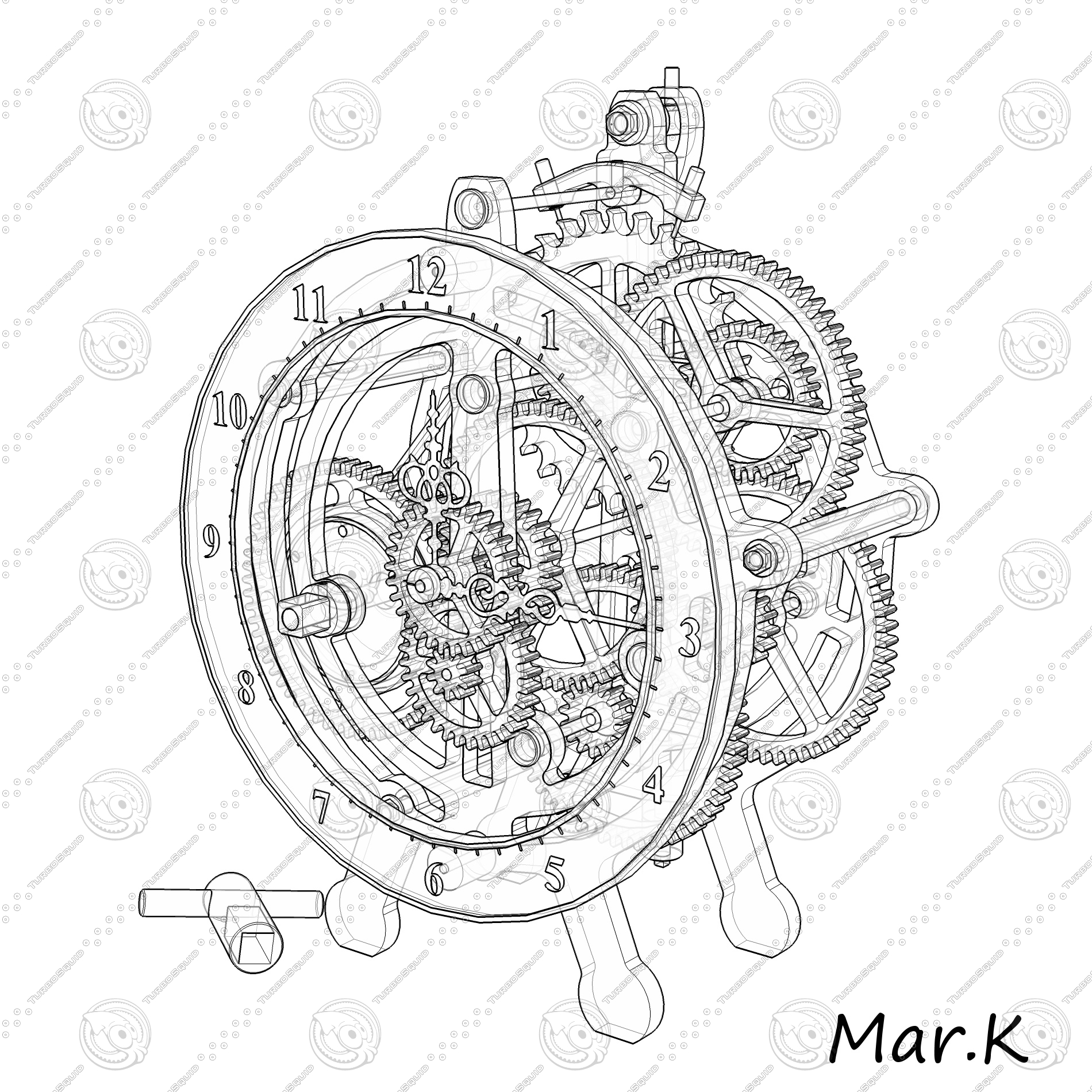 clock clockwork 3d model