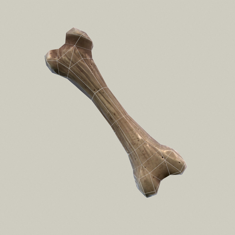 low-poly cartoon bone obj