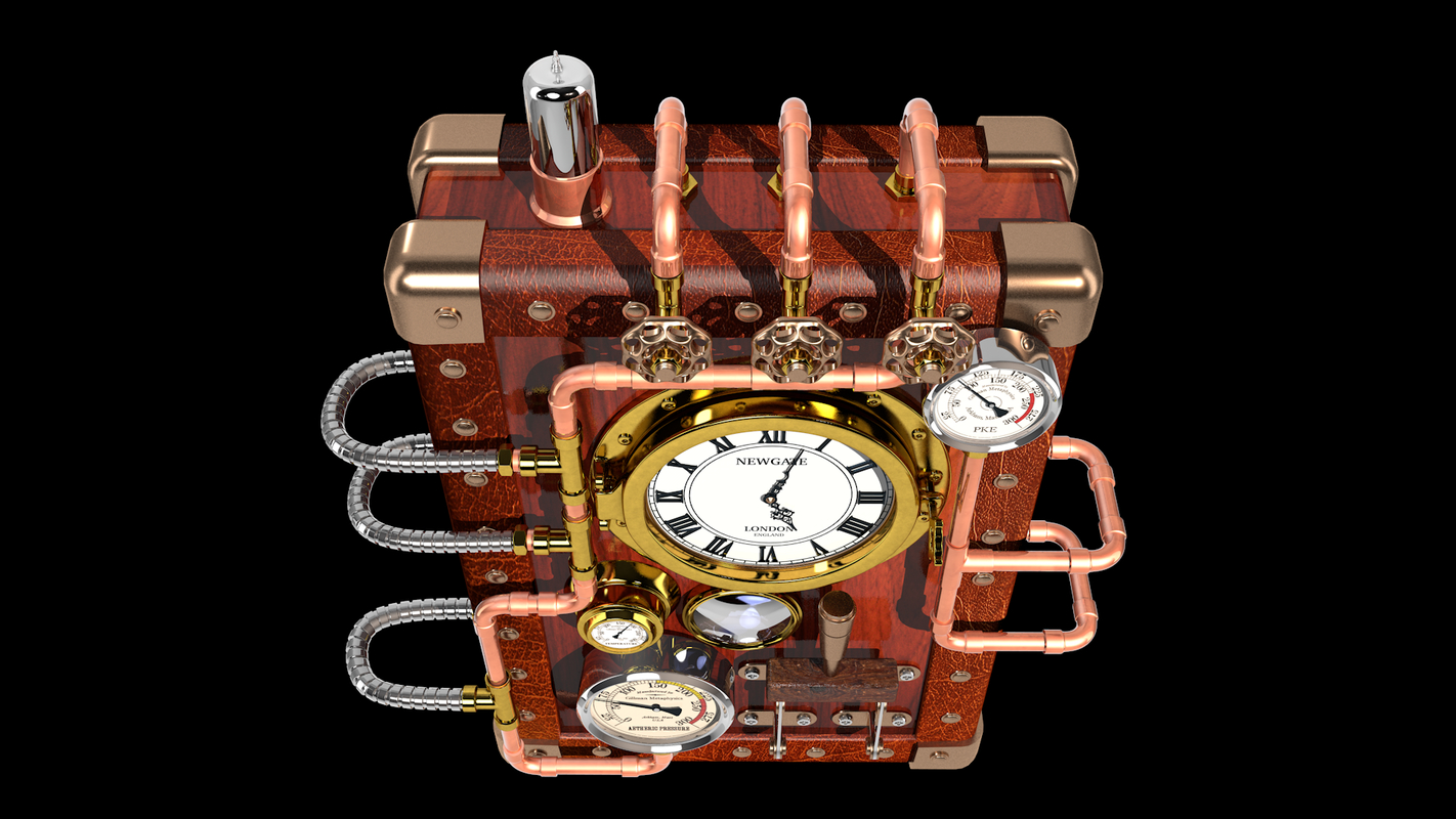 steampunk clock 3d model