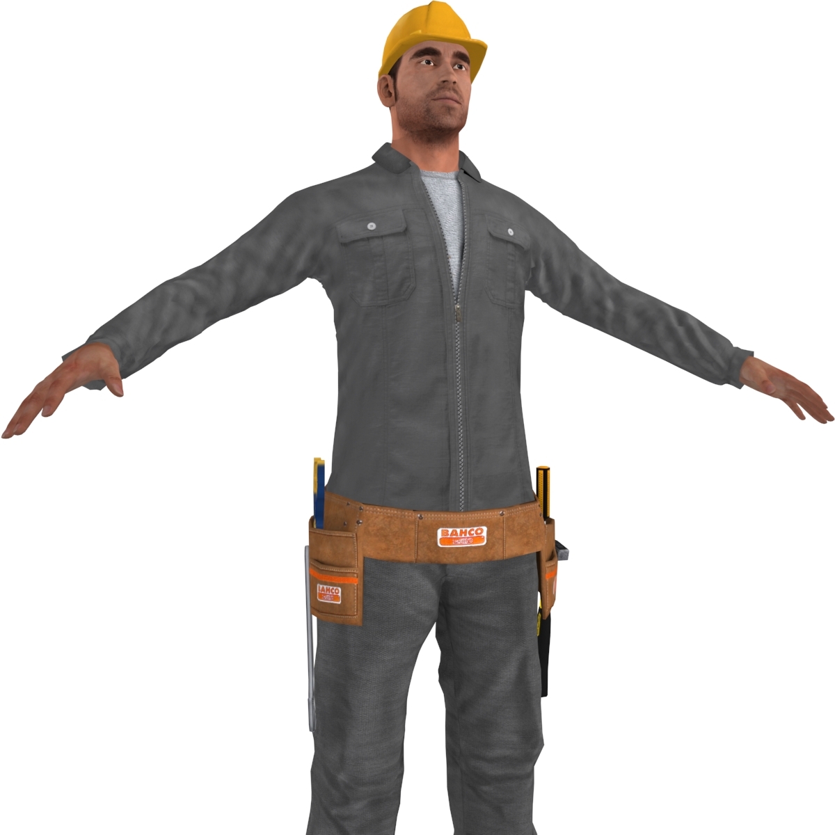 3d model rigged worker biped man