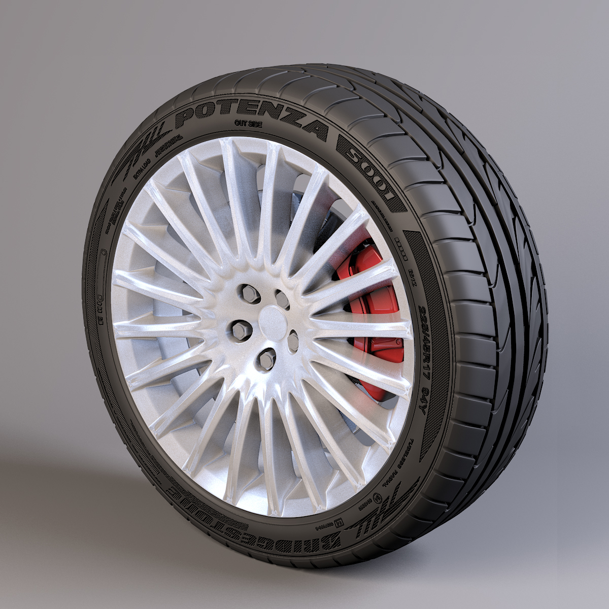 3d model 20 spokes wheel bridgestone potenza