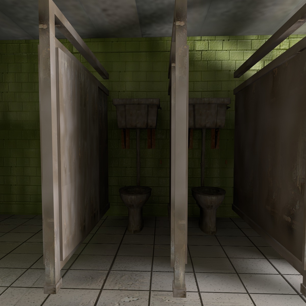 3d old public toilet building exterior