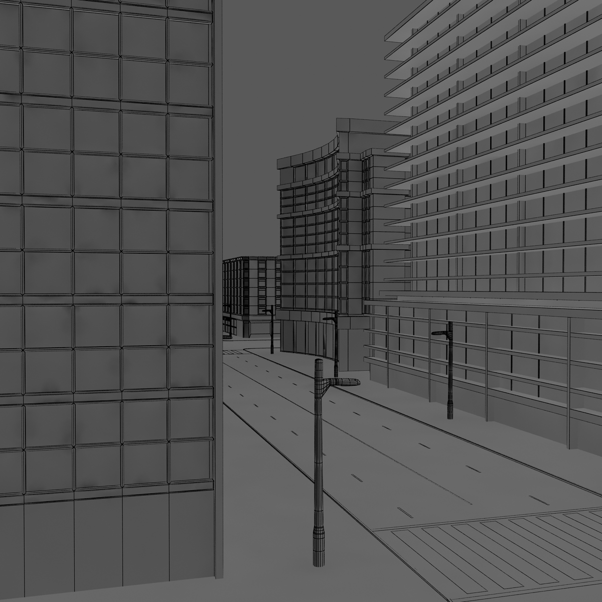 3d city street model