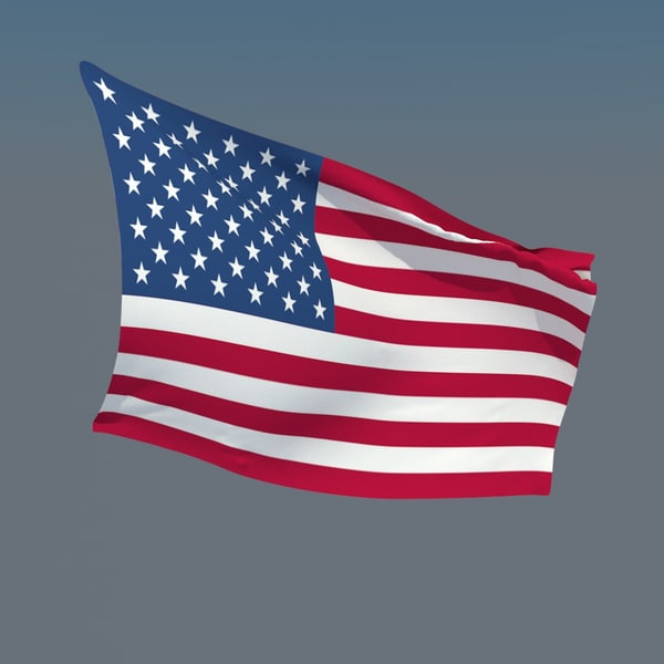 3d model of animate flags usa