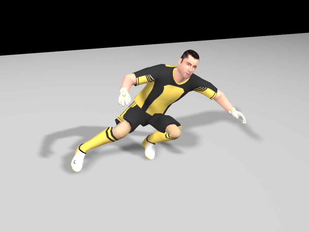 low-poly goalkeeper animation 3d max