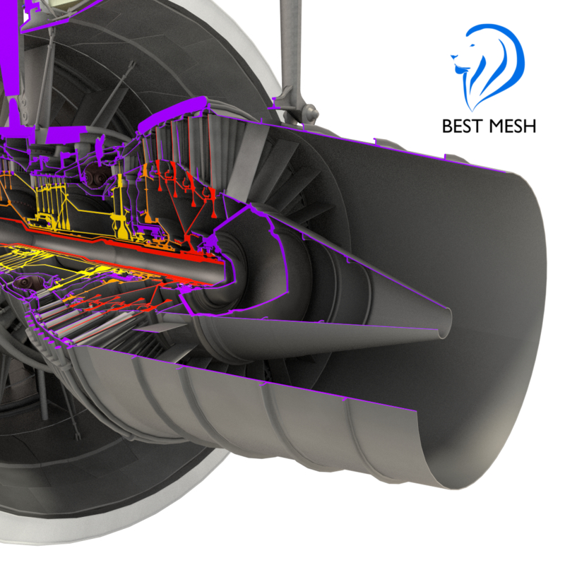 d-18t turbofan engine cutaway 3d obj