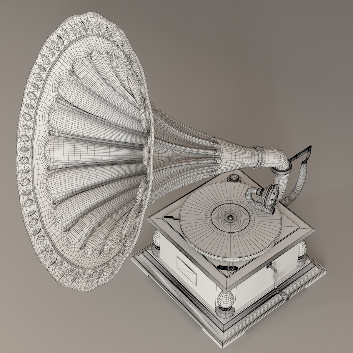 retro gramophone 3d max