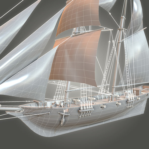 3d model schooner halcon