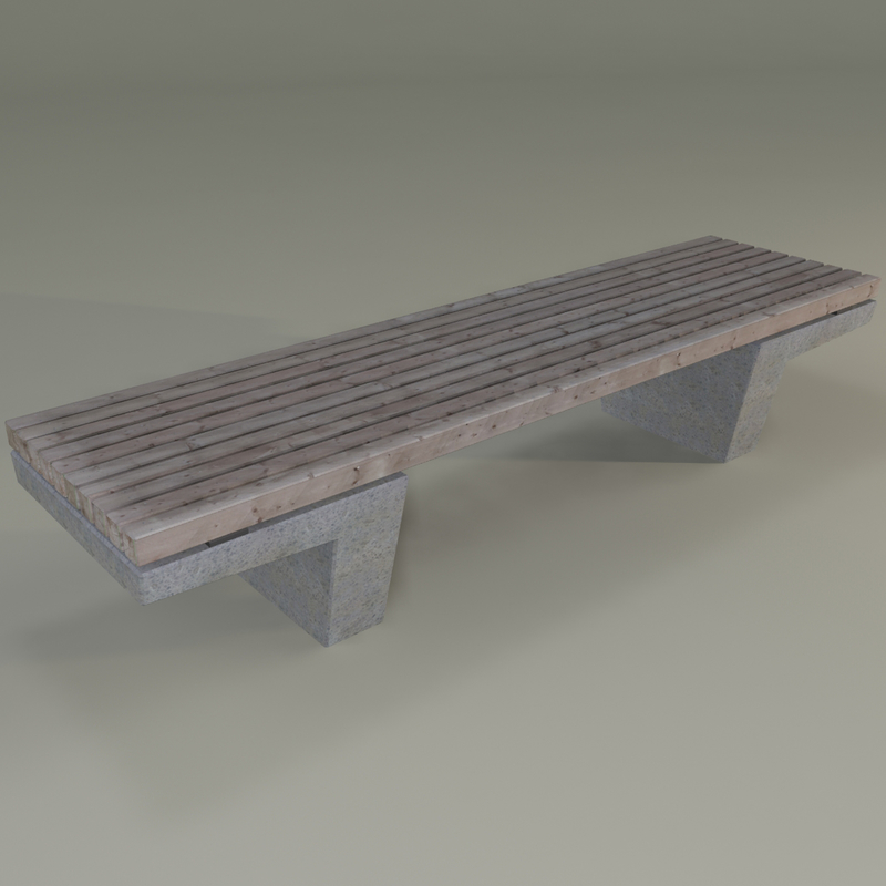 stone park bench 3d model