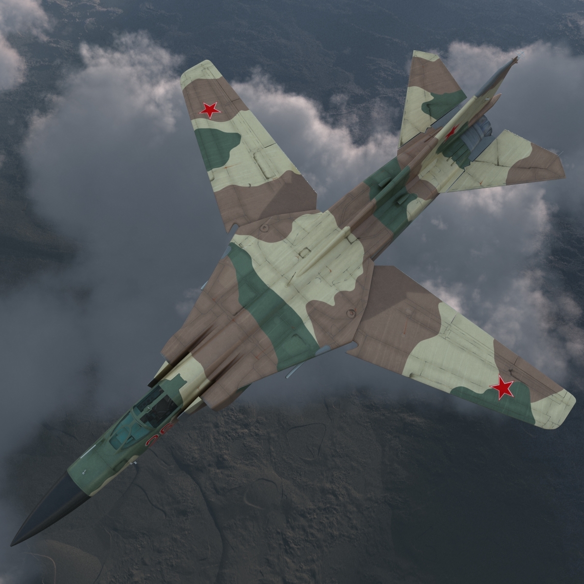 3d model fighter aircraft mig-23 rigged