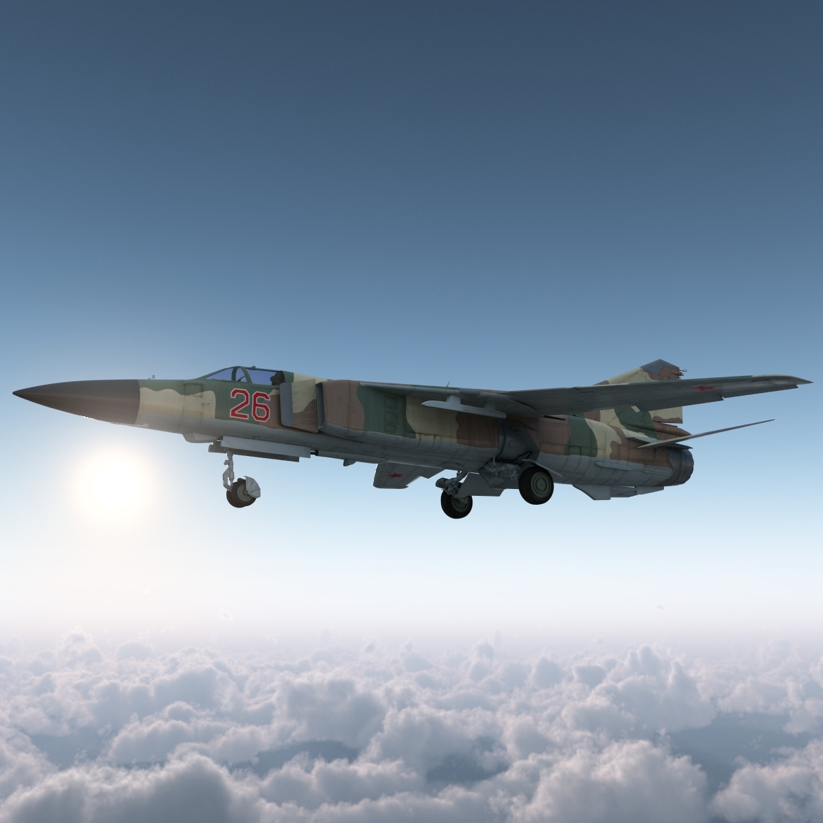 3d model fighter aircraft mig-23 rigged
