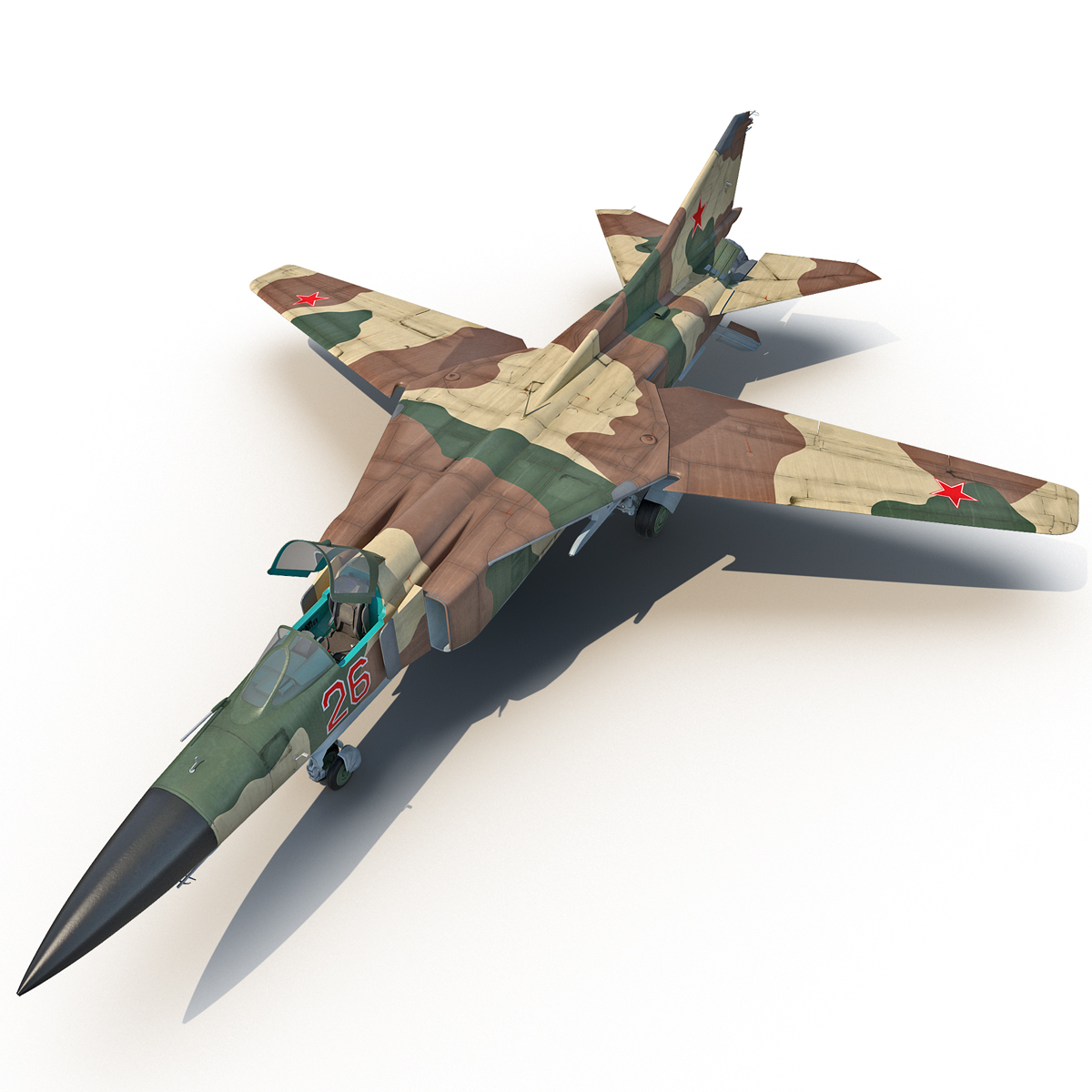 3d model fighter aircraft mig-23 rigged