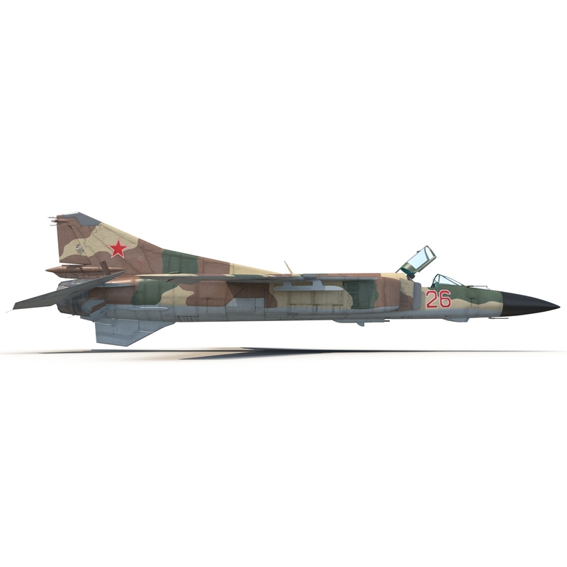 3d model fighter aircraft mig-23 rigged