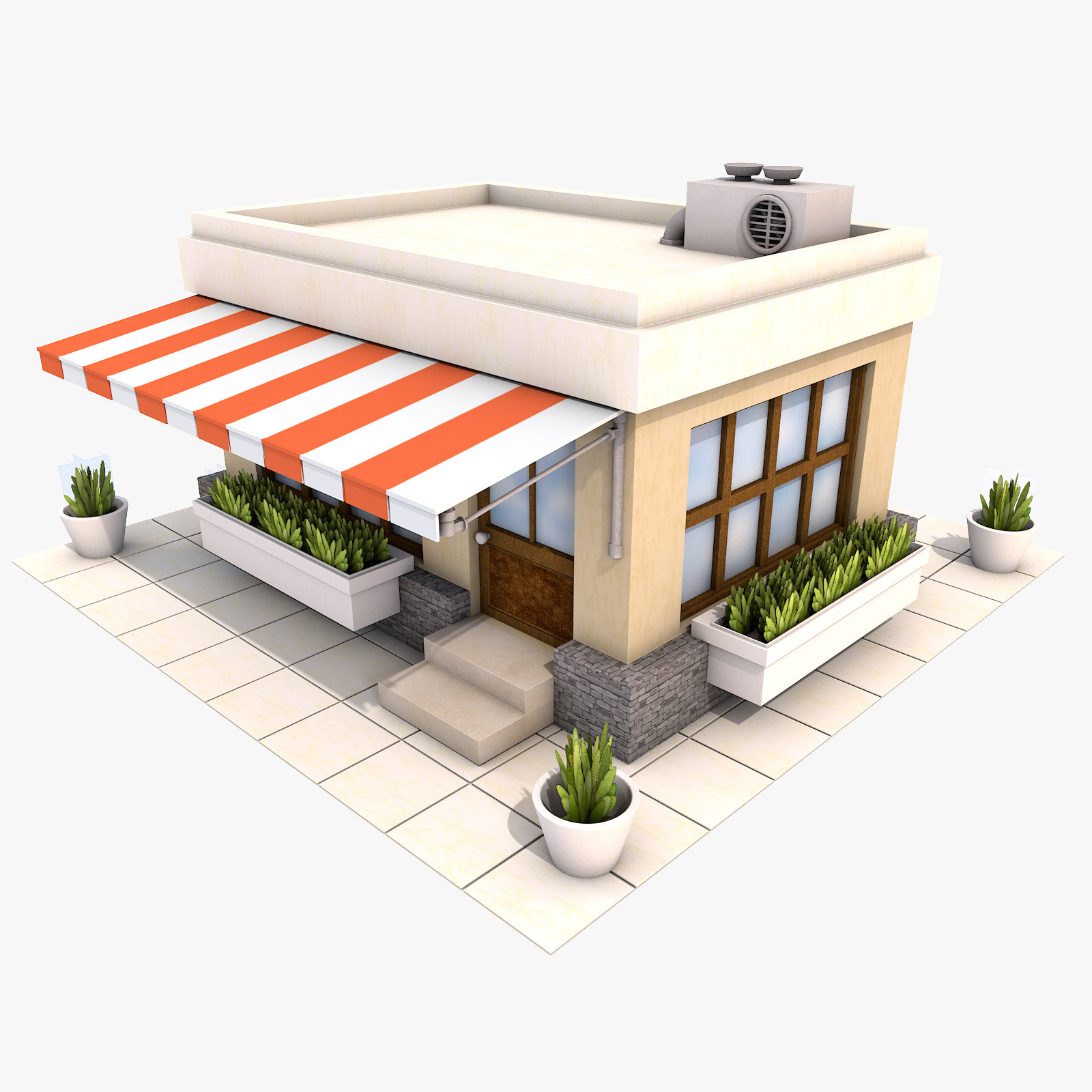 cartoon restaurant 3d max