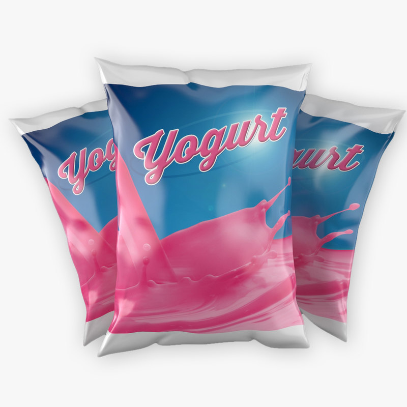 3d model of yogurt sachet