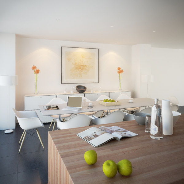 modern kitchen interior 3d 3ds