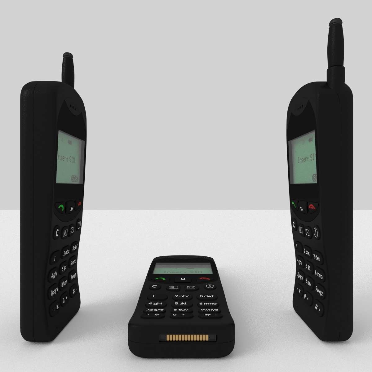 3d model retro old cellphone
