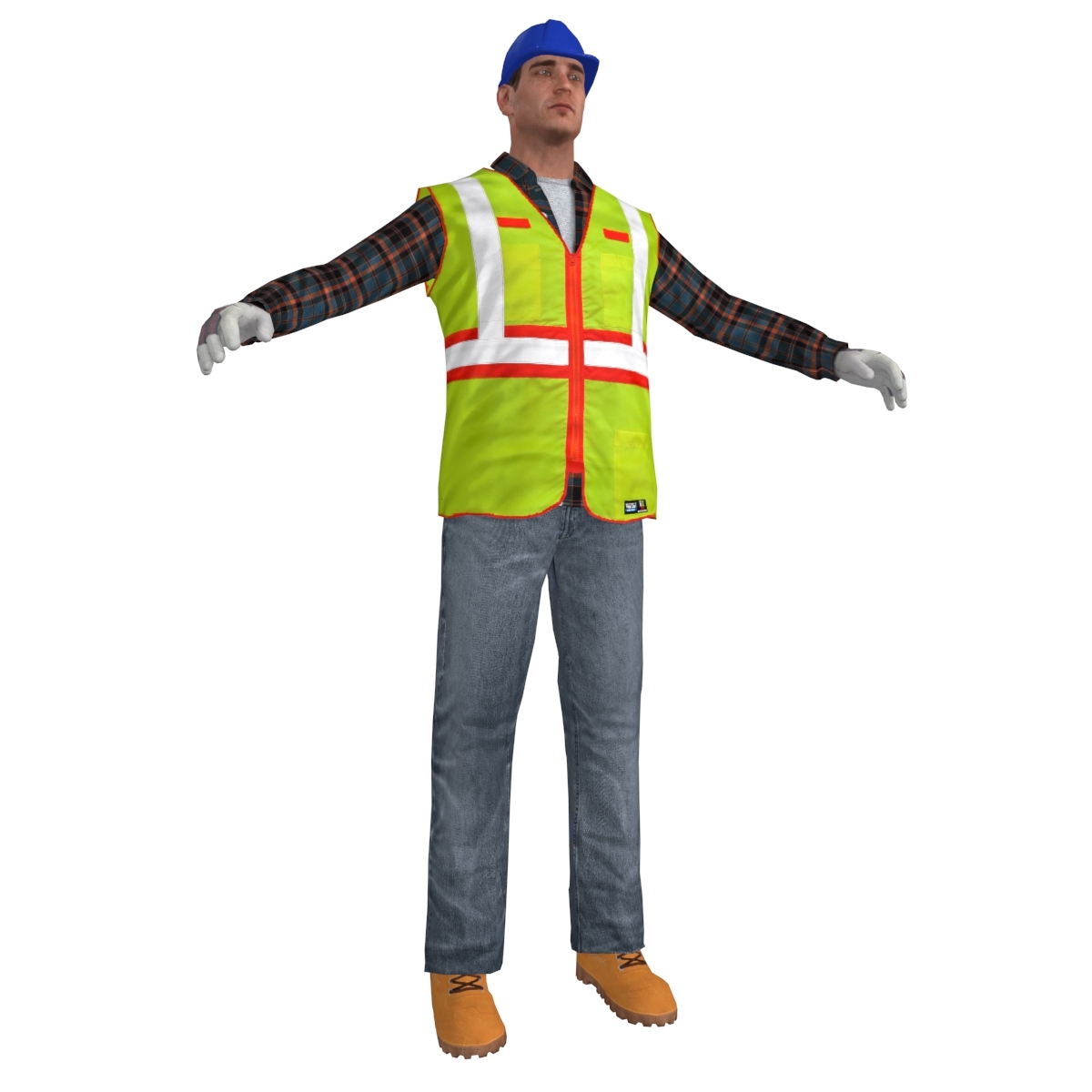 3d fbx rigged worker man