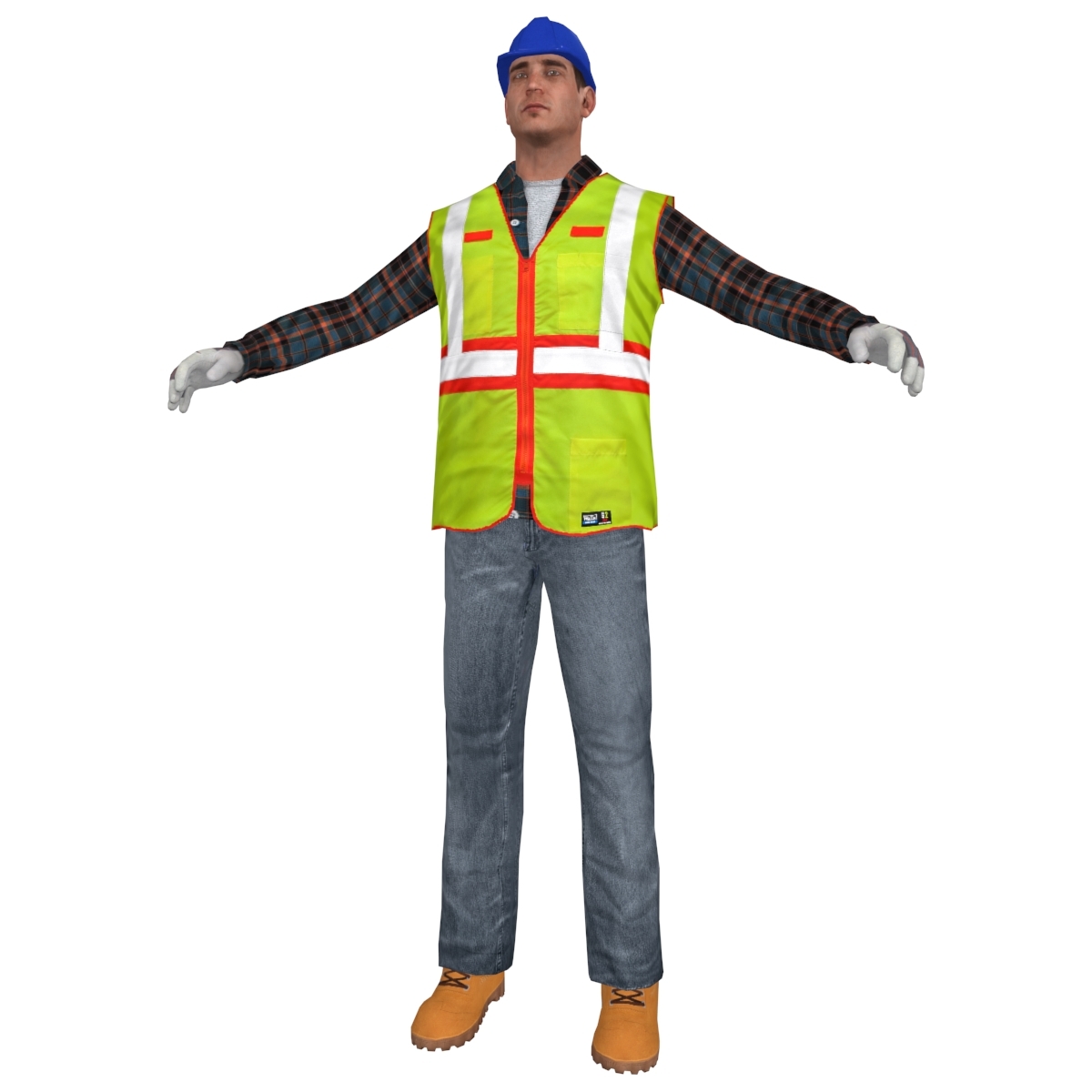 3d fbx rigged worker man