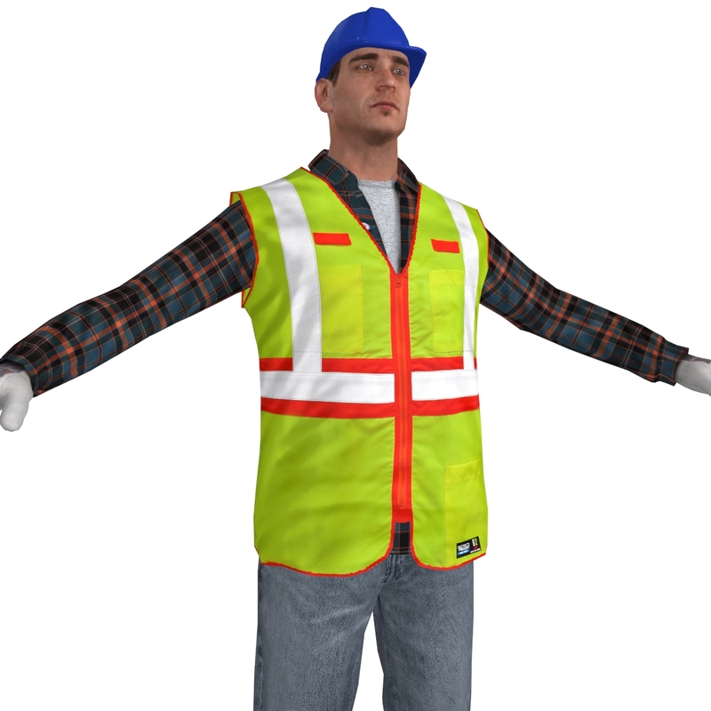 3d fbx rigged worker man