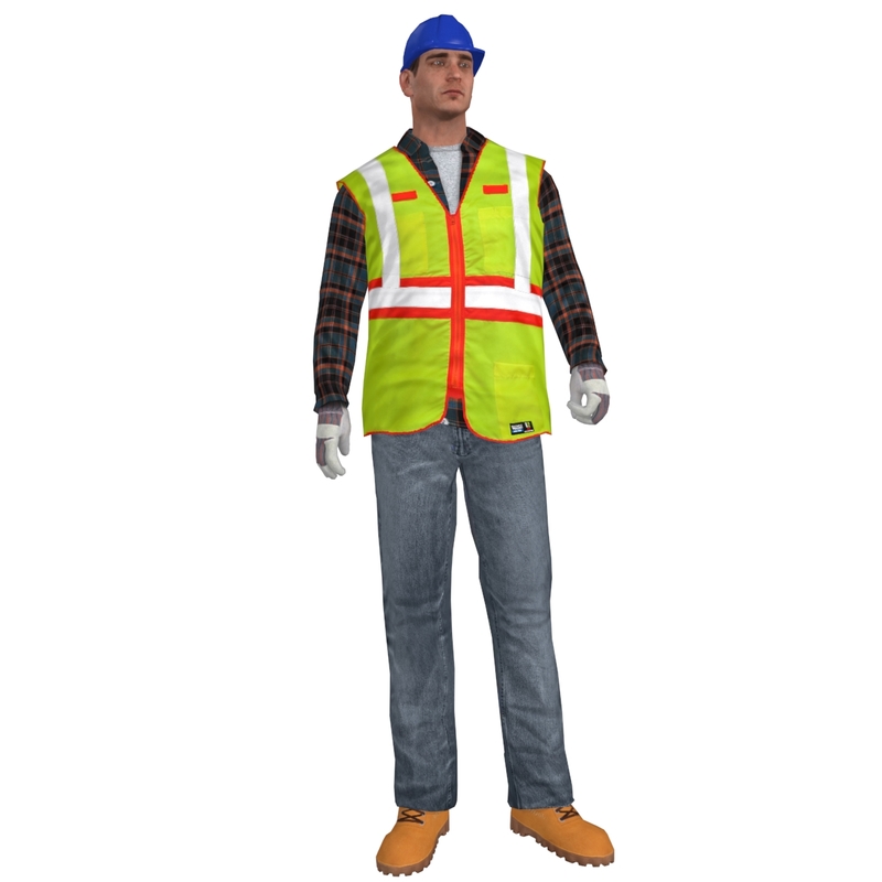 3d fbx rigged worker man