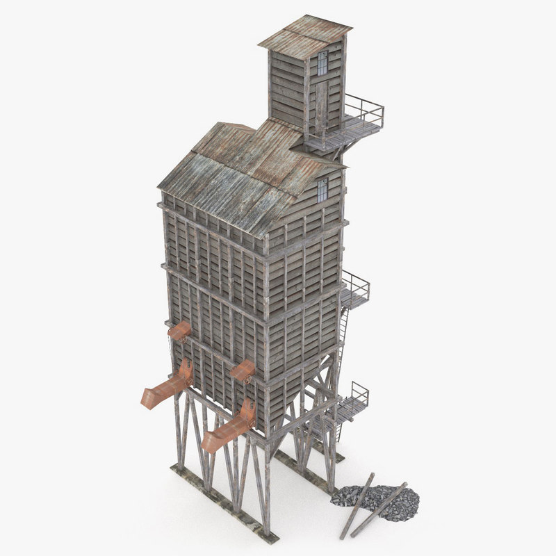 old wooden coal tipple 3d model