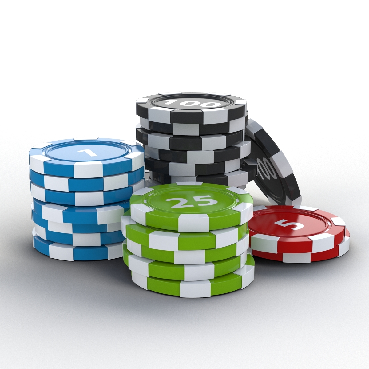 3d poker chips stack model