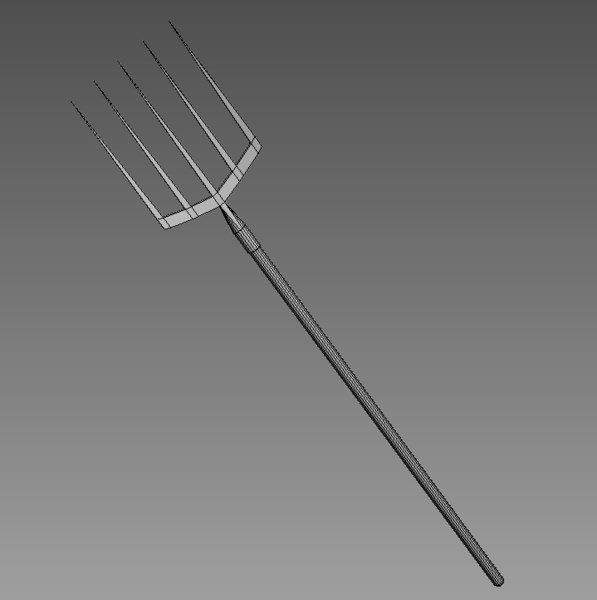 3d model pitchfork old rusty