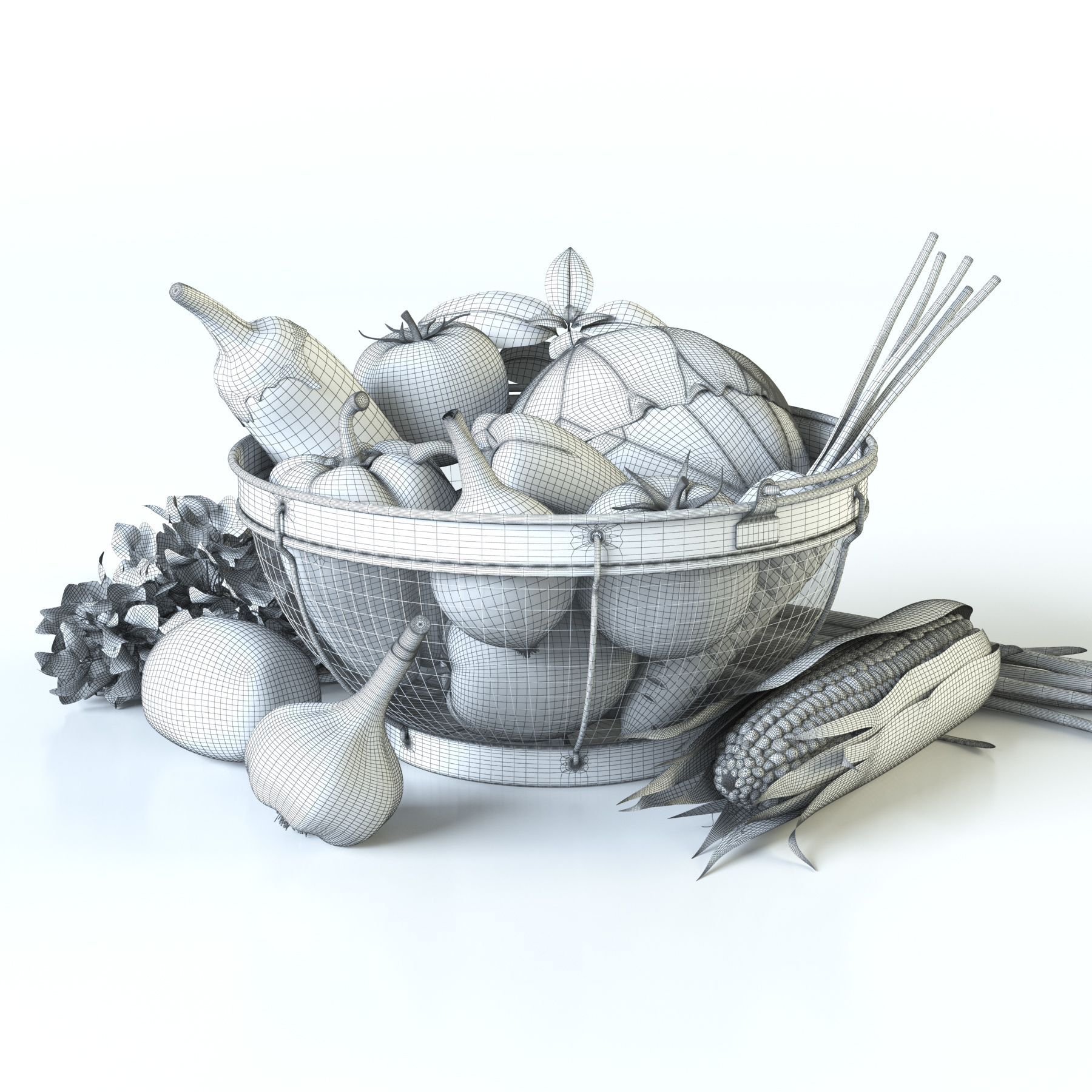 3d vegetables basket