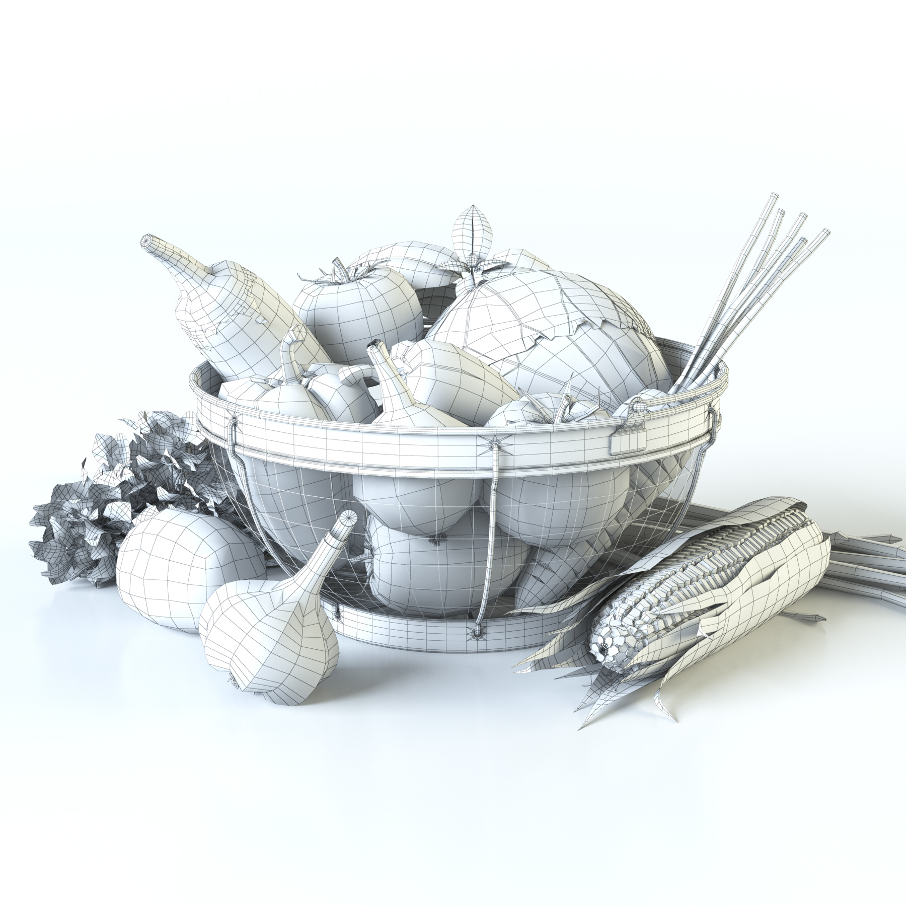 3d vegetables basket