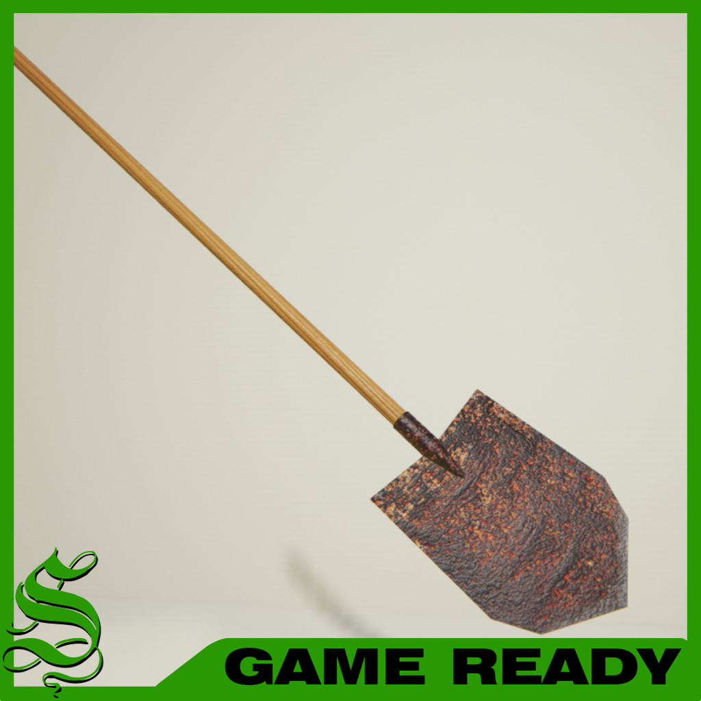 long spade shovel 3d model