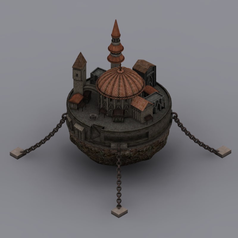 flying fantasy castle 3d max
