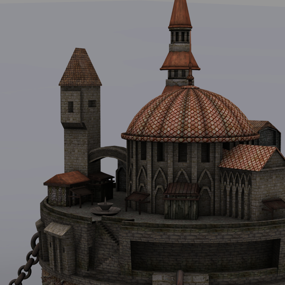 flying fantasy castle 3d max