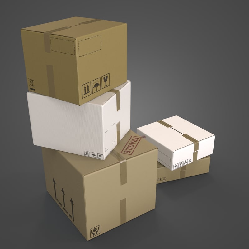 3d cardboard boxes container