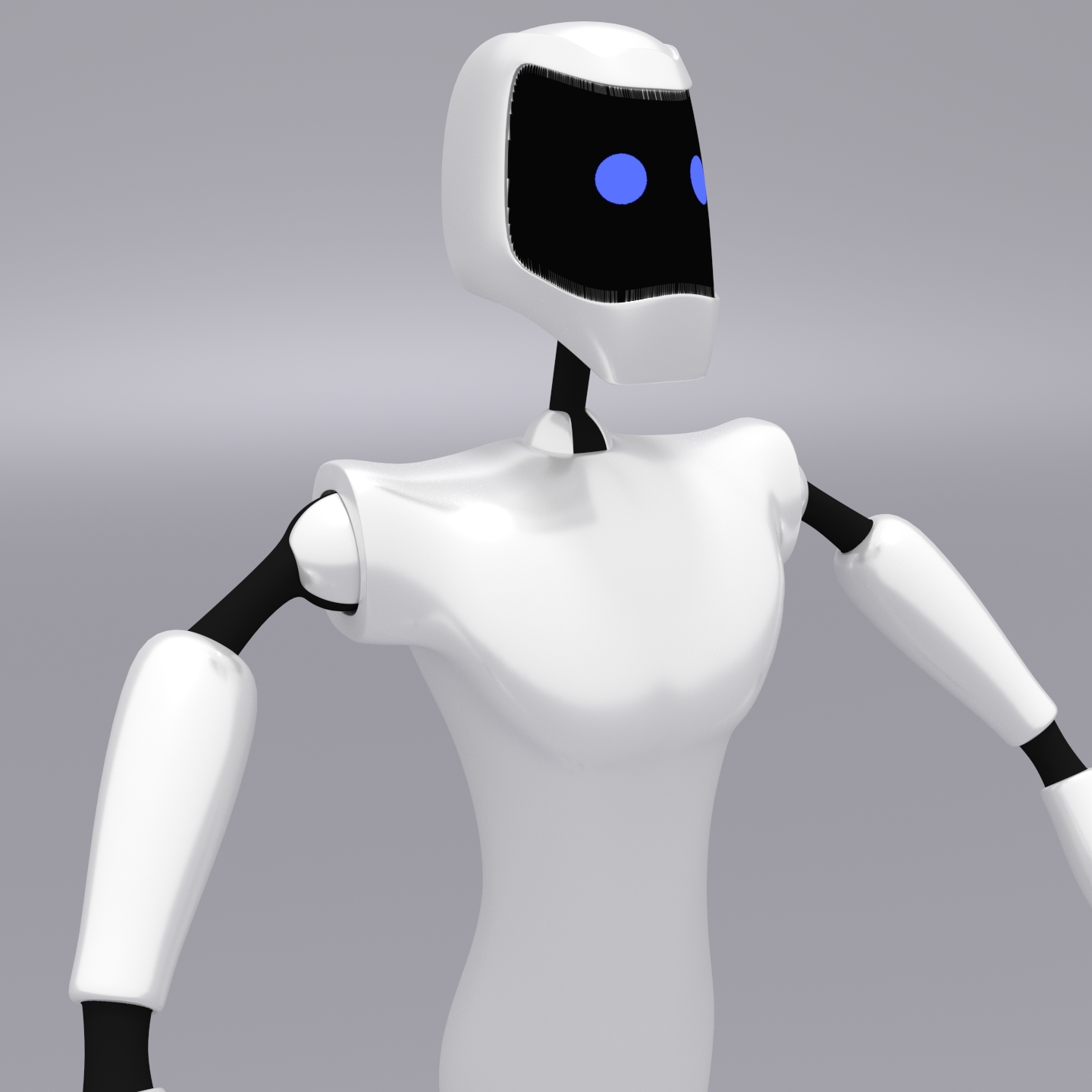 sleek cartoon robot 3d model