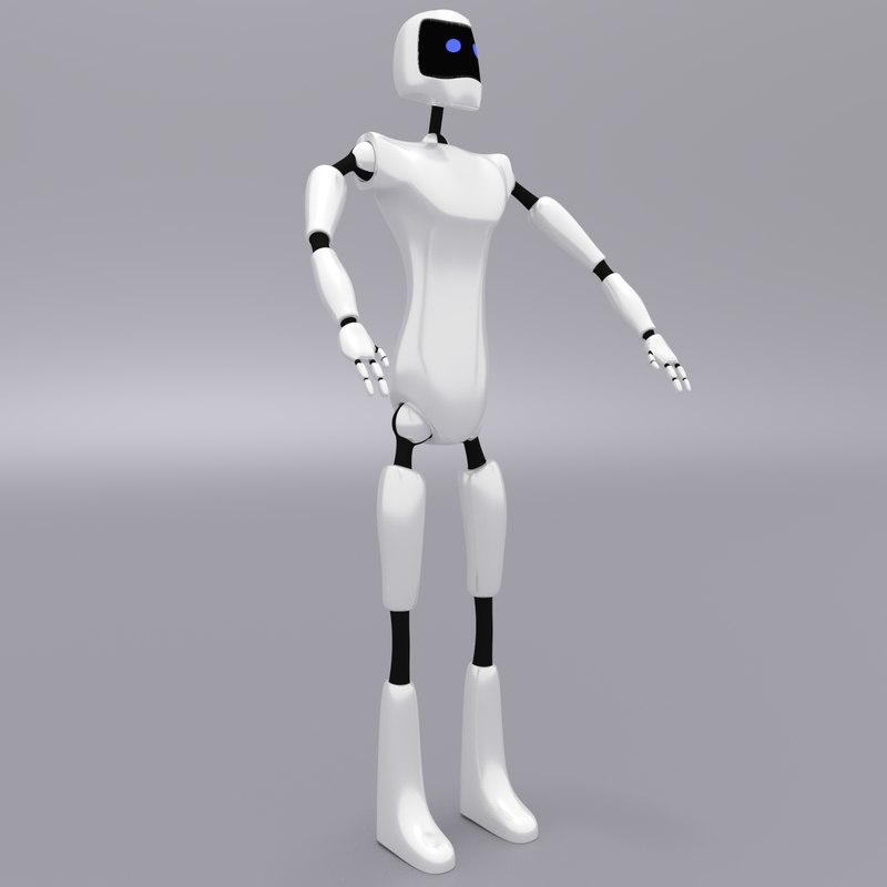 sleek cartoon robot 3d model
