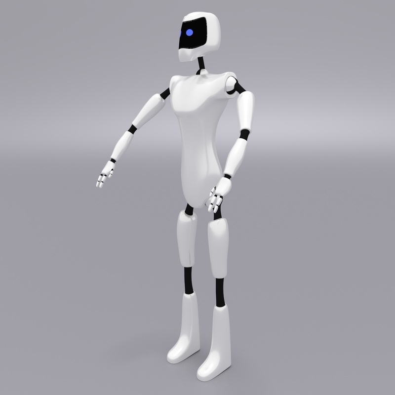 sleek cartoon robot 3d model