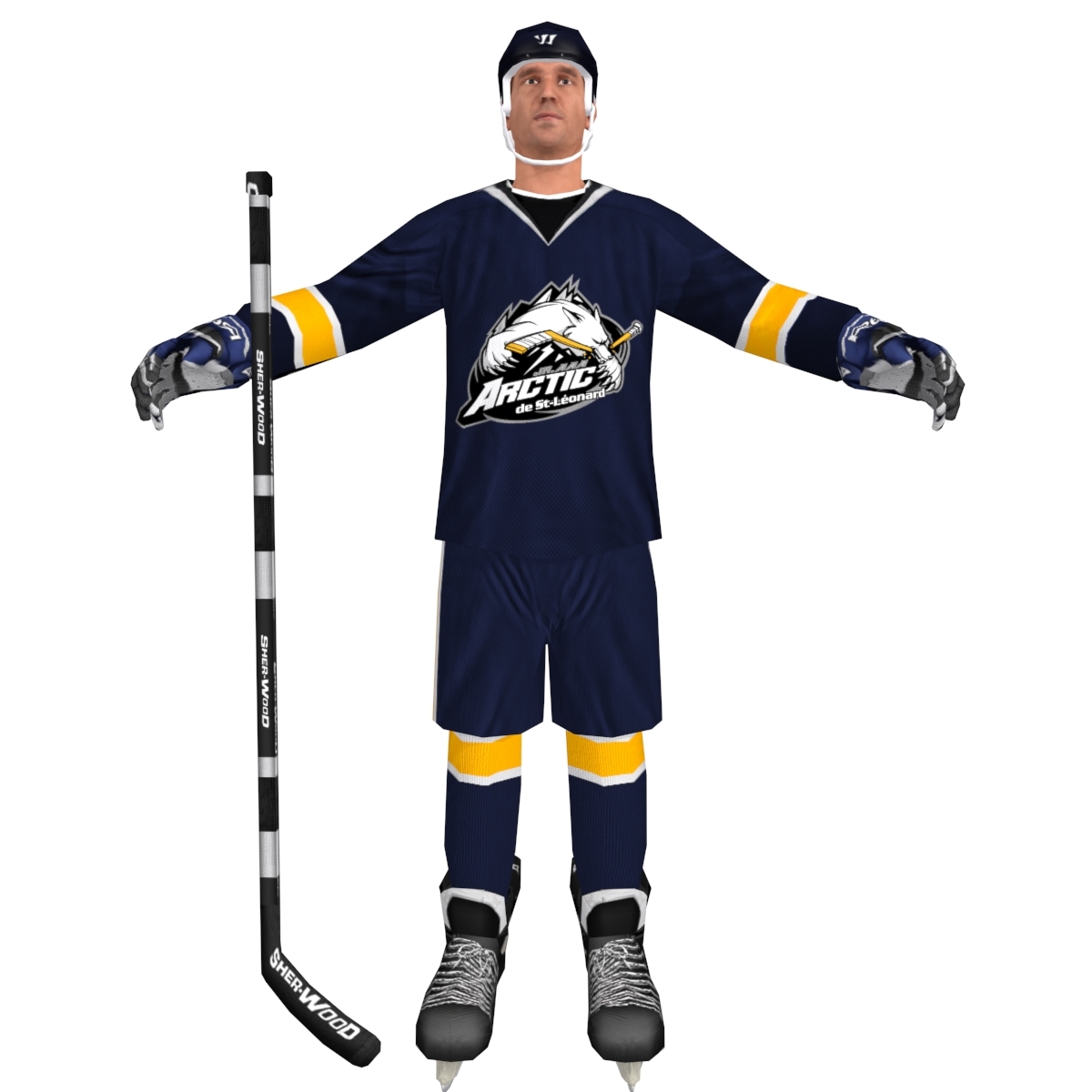3d model of rigged hockey player