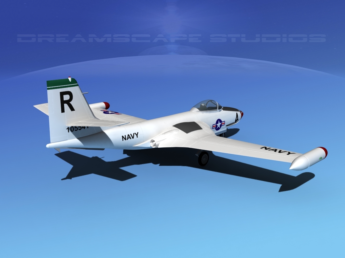 korean f2h banshee jet fighter 3d max