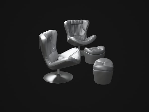 3d model natuzzi-leather-sound-chair